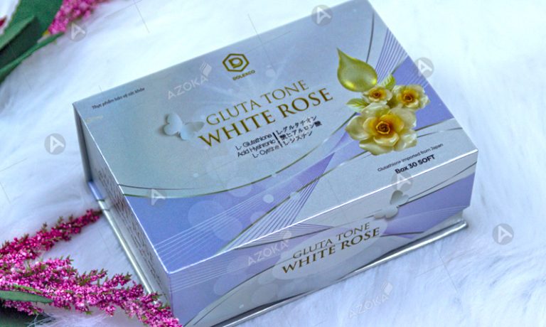 Mẫu hộp cứng đựng viên uống của Gluta Tone White Rose