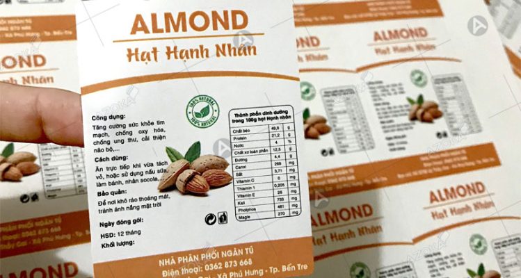 In tem nhãn hạt macca (mắc ca) theo yêu cầu tại Hà Nội